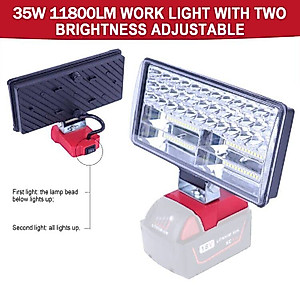 HLiePiHa LED Work Light for Milwaukee, Outdoor LED Light Flashlight, Lighting Spotlight Two USB Ports Suitable for Milwaukee 18V Li-ion Battery 48-11-1811 48-11-1812 48-11-1820 48-11-1828 (Tool Only)