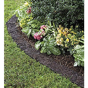 Plow & Hearth 55632 Recycled Rubber Permanent Garden Mulch Border, 120 L x 4.50 W, Black