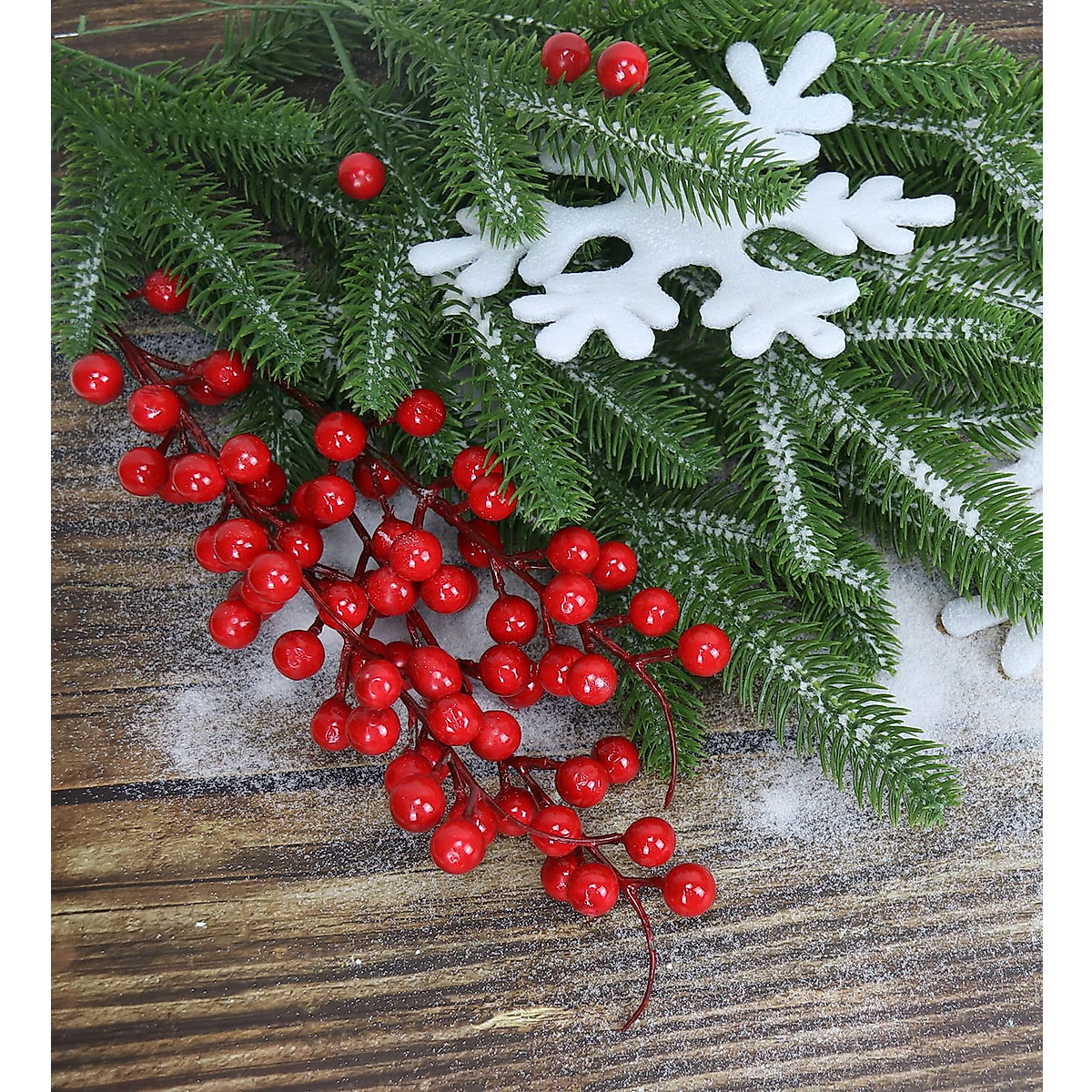 UWIOFF 12 Pack Artificial Red Berry, 10.2" Holly Christmas Berries Stems for Christmas Tree Wreath Decorations, Crafts, Festival Holiday and Home Decor