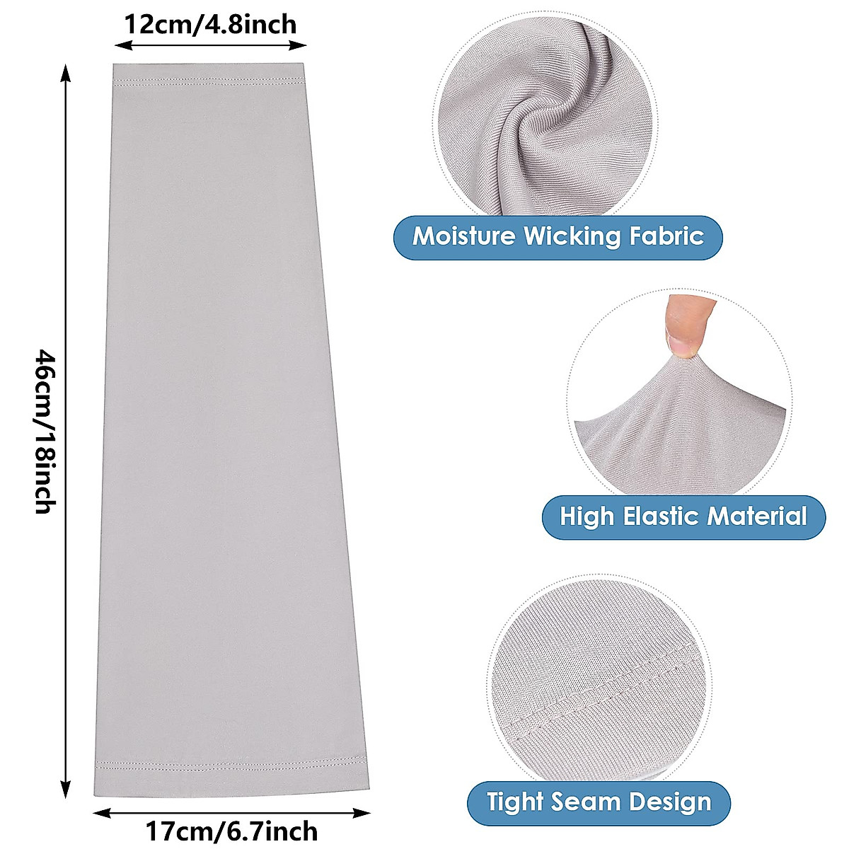 4 Pairs Plus Size Arm Sleeves UV Sun Protection Cooling Ice Silk Oversized Compression Sleeve Cover for Women (Classic Color)