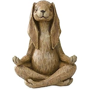 Trjgtas Garden Yoga Rabbit Meditating Rabbit Statue,Bunny Meditation Sculpture Decoration with Look of Carved Outdoor Animal Yard Porch Art