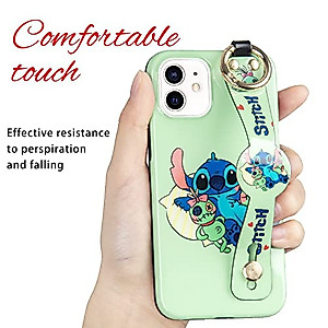 iPhone 12 Mini Case, Stitch Upgraded Wrist Strap Band Kickstand Lanyard TPU Phone Case for Women Boys Girls