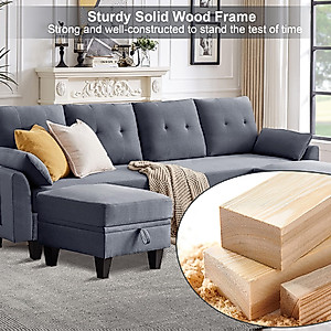 Jarenie Modern U Shaped Sectional Sofa, 101” Couch with Storage Easy to Assemble, Memory Foam Couch with Wood Frame & 100% Polyester, Lounge Sofa with Ottoman