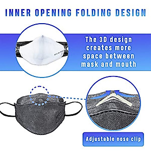 Lutema 5-Layer Disposable Face Mask 5-Ply Protection Breathable Comfortable Made in USA - 3D Fish Design (20 pcs) (Adults, Graphite Gray)