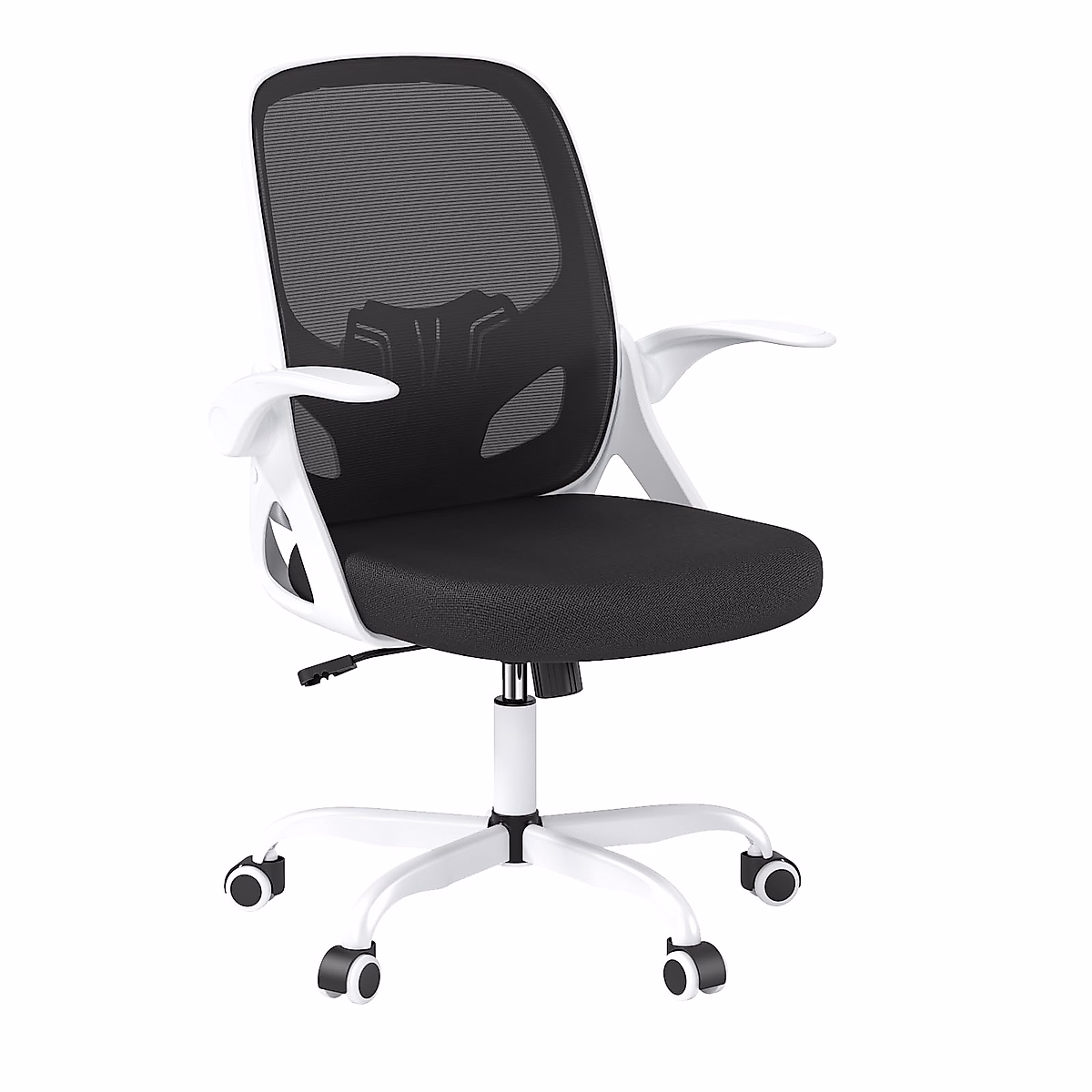 Kensaker Home Desk Chair with Back Supportive Lumbar Support, Breathable Double Mesh Cushion Home Desk Office Chair with Flip up Arms, Modern Ergonomic Home Desk Office Chair for Home and Work(White)