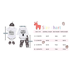 bakjuno Baby Boy Deer Theme Outfit Newborn Boy Oh Deer I'm Here Clothes Daddy' Little Man Shower Infant Hunting Romper Pants Set (0-3 Months, White03)