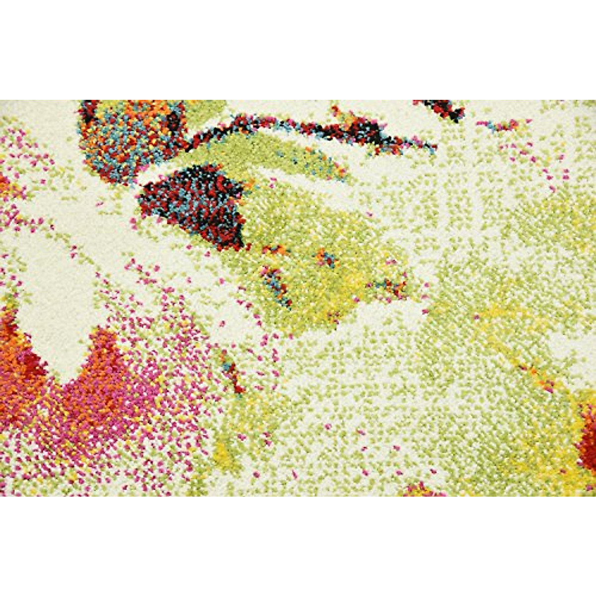 Unique Loom Lyon Collection Modern Watercolor Floral Area Rug, 2 x 6 ft, Ivory/Pink