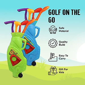 High Bounce Kids Golf Clubs, Toddler Golf Set, 2 Golf Carts, 3 Golf Clubs, 1 Practice Hole, and 6 Balls, for 2+ Year Old Boys and Girls - Toddler Golf Play Set, Mini Golf Game, Outdoor Sports Toy