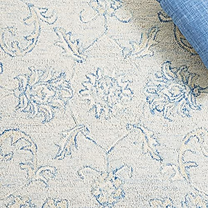 SAFAVIEH Micro-Loop Collection 8' x 10' Blue / Beige MLP535M Handmade Premium Wool Area Rug