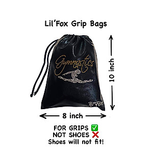 LIL'FOX 8"x10" Drawstring Gymnastics SMALL GRIP BAG 26x20cm | Lightweight Bag for Personal Equipment | Shiny Foil Rhinestones