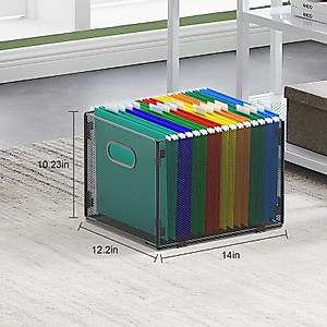 Samstar File Folder Box, Mesh Hanging File Organizer File Crate Folder Bin Holder Storage Box, Letter Size, Black