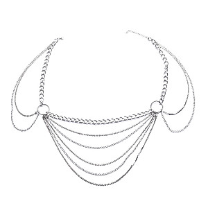 Body Chains Belts For Women Sexy Waist Chain Rhinestone Body Jewelry Rave Outfits Festival Accessories (Silver01)