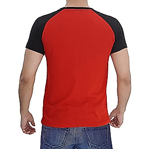 Decrum DISC Black and Red Raglan Shirt Soft Cotton Jersey - Short Sleeve Baseball Shirts for Men [40011022] | Red&Blk SHS, S