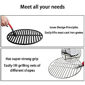 QQPOLE Grill Grate Lifter Gripper Set,Cooking Grid Lifter Grill Accessories,BBQ Lifter Tool for ...