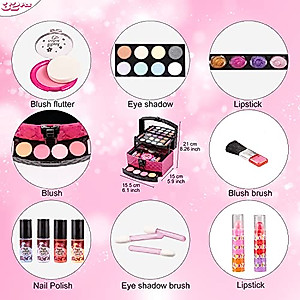 AWEFRANK Kids Makeup Kit for Girls Toys, Toddler Makeup Set, Real Safe & Non-Toxic & Washable for Endless Fun and Creativity, Perfect Princess Gift & Valentines Day Gifts for Ages 3-12