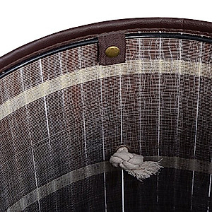 Ninitya Bucket folding dirty clothes basket with lid dark brown