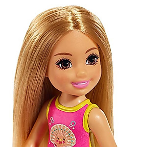 Barbie Club Chelsea Beach Doll, 6-inch, Pink and Yellow Sea Shell Bathing Suit