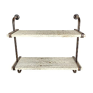 BarnwoodUSA Rustic Wooden Shelf with 2 Planks, Farmhouse Wall Ledge, White Wash