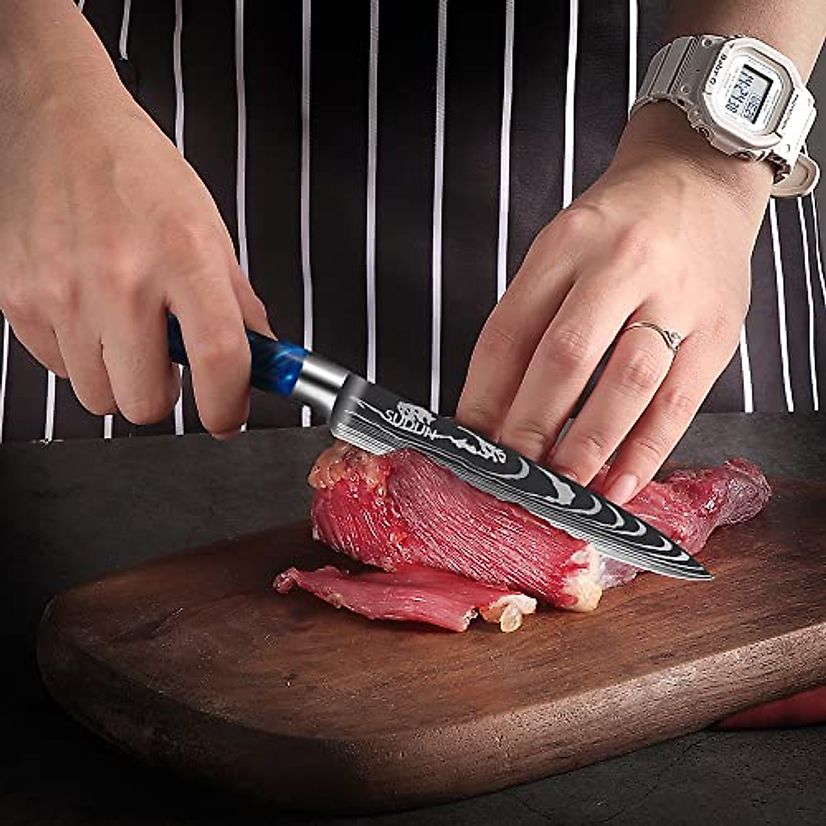 SUDUN 8 Inch Professional Kitchen Knife,Super Stainless Steel Chefs Knife, Ultra Sharp Blade, German High Carbon Stainless Steel Kitchen Chopping Knife with Resin Handle and Gift Box