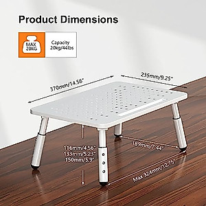 Bracwiser Foldable Monitor Riser Metal Computer Stand for Desk 3 Height Adjustable Laptop Stand with Pen Storage, White, MST013W