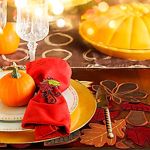 6 Pcs Embroidered Maple Leaves Placemats Thanksgiving Table Placemats Leaf Placemats for Home Kitchen Dinning Thanksgiving, Fall or Autumn Harvest Decorations (Maple Style, 11 x 17 Inch)