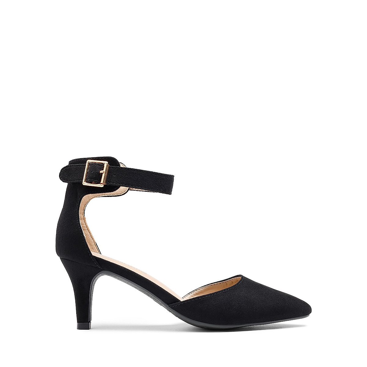 DREAM PAIRS Women's Lowpointed Black Suede Low Heel Dress Pump Shoes - 9 M US