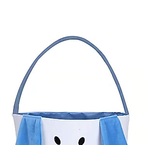 Easter Basket Bags,Bunny Easter Bucket,Easter Eggs/Gift Baskets for Kids,Bunny Tote Bag Bucket for Easter Eggs,Toys, Candy,Gifts (Blue)