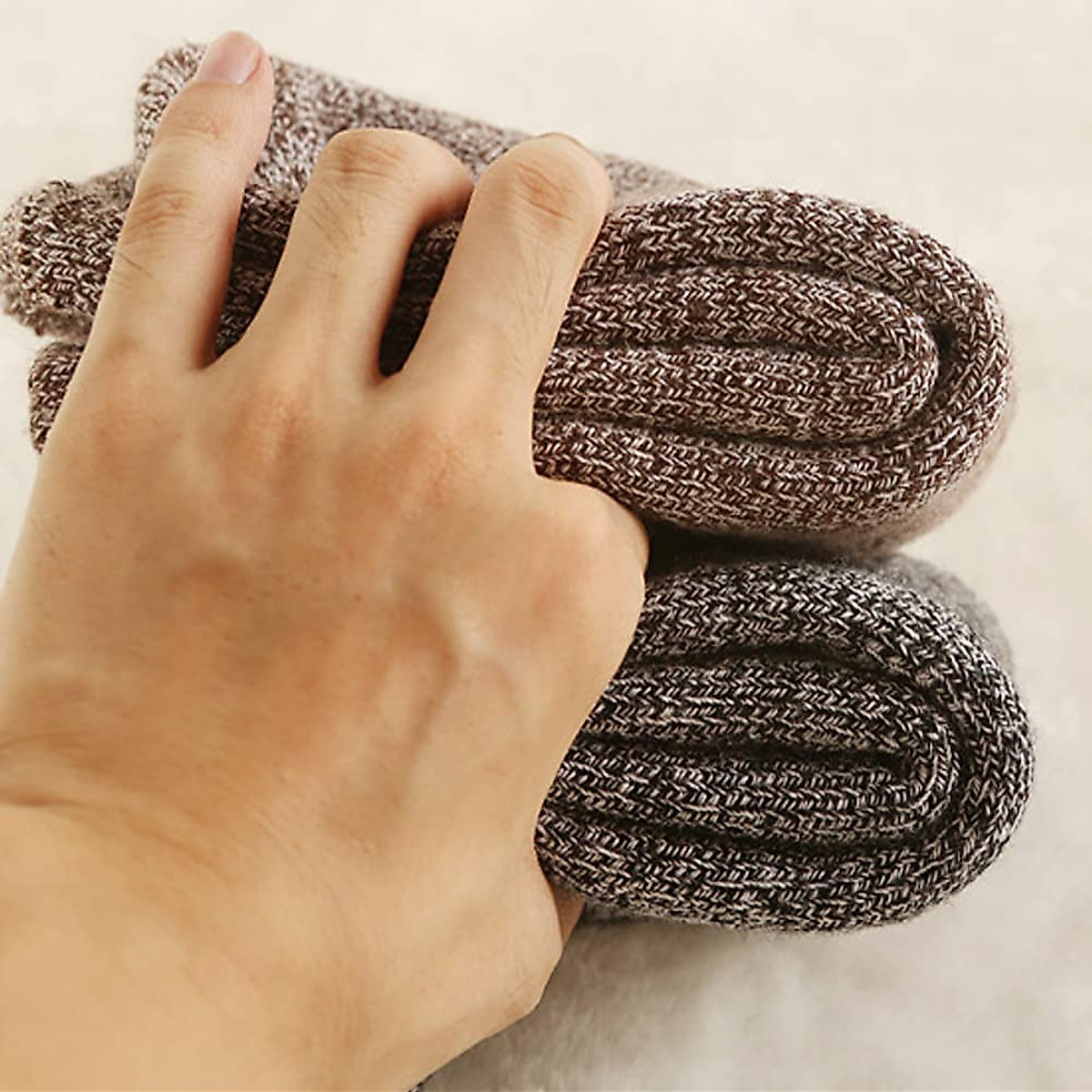 Mens Heavy Thick Wool Socks - Soft Warm Comfort Winter Crew Socks (Pack of 3/5),Multicolor,One Size 7-12