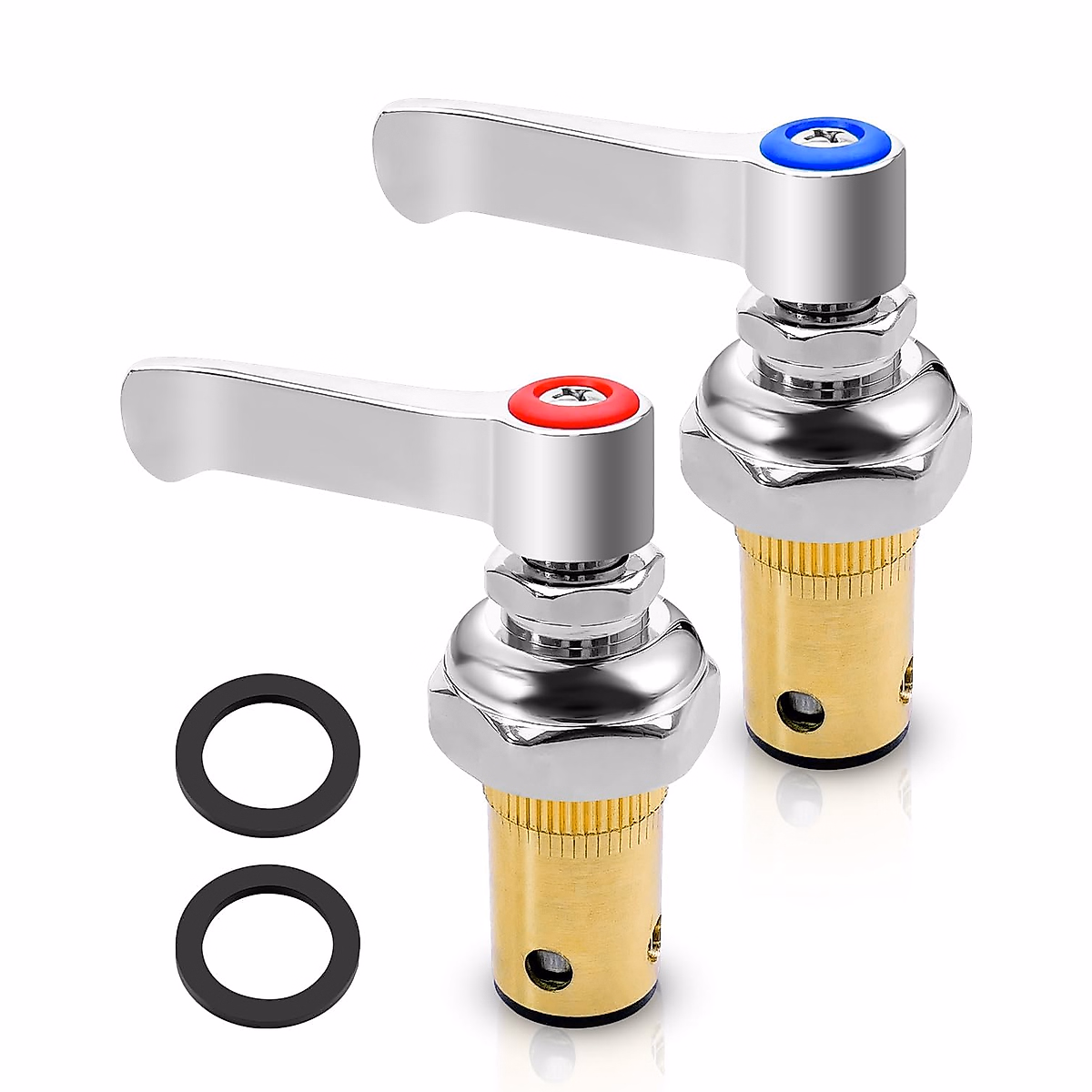 Handle Stem Assembly Fit for all T&S brass Faucets, Blue Cold and Red Hot Side Spindle Assembly Valve Replacement Part Replaces 002713-40 002714-40