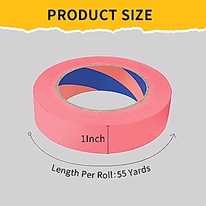 Duccinp Painters Tape, 1 inch x 55 Yards x 2 Rolls Pink Painters Masking Tape for Indoor and Outdoor Use, Medium Adhesive Paint Tape for DIY Crafts, Arts, Painting, Easy Removal