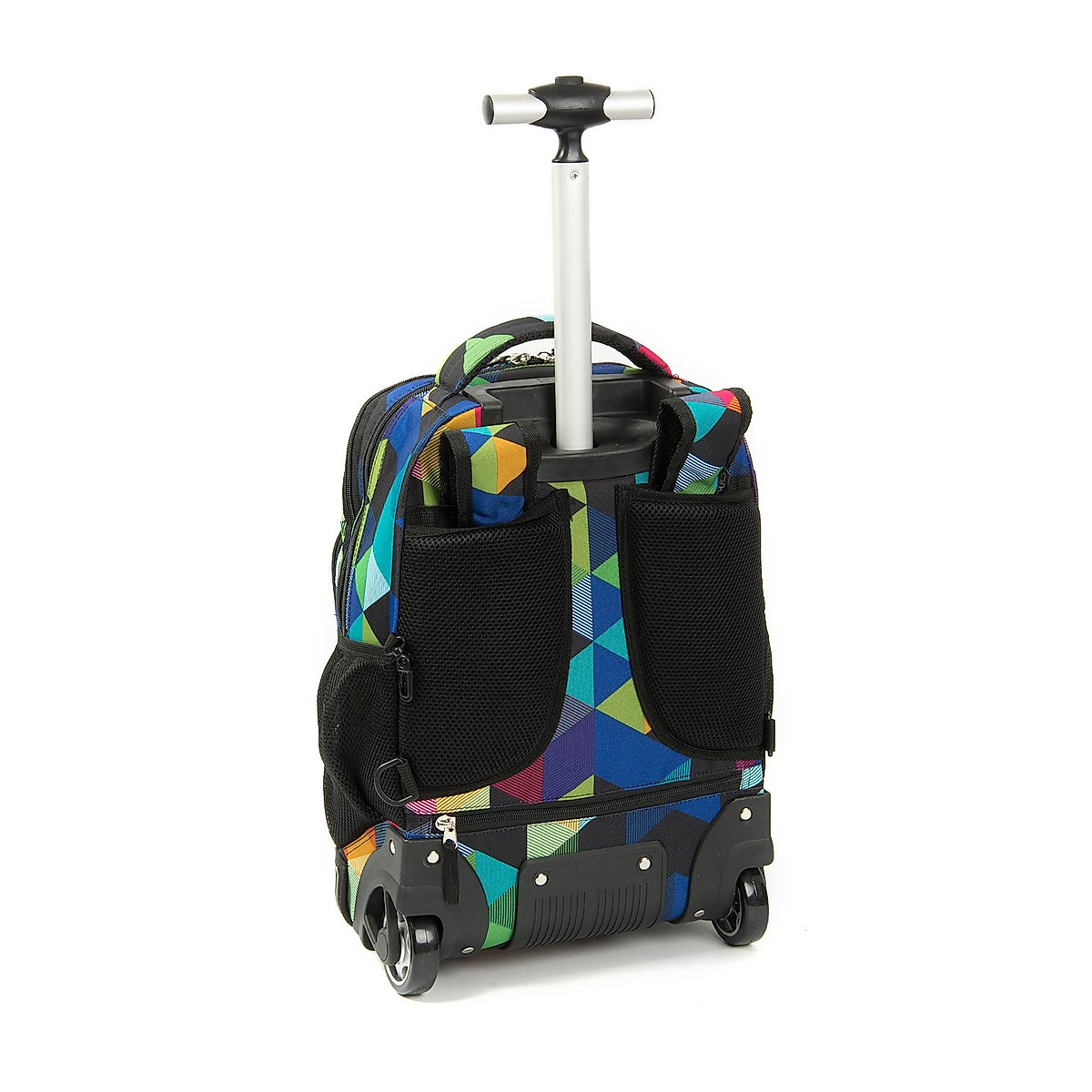 Tilami Rolling Backpack Armor Luggage School Travel Book Laptop 18 Inch Multifunction Wheeled Backpack for Students … (Blue Geometric 1)