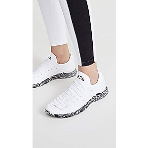 APL: Athletic Propulsion Labs Women's Techloom Wave Sneakers, White/Black/Marble, 9.5 Medium US