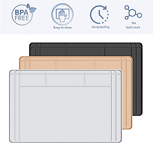 Under Sink Mats for Kitchen Waterproof, 34" x 22" Undersink Mats for Bottom of Kitchen Bathroom Sink, Thick Under Sink Drip Tray for Leaks and Spills, Easy to Install, Clean and Customizable-Gray