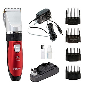 Fujicom Cordless Hair Trimmer - Men’s Grooming Kit Haircut Machine for All Hair Type - Adjustable Length Ceramic Blade - Low Noise - 4 Combs for All Hair Types Rechargeable