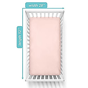 American Baby Company 100% Cotton Jersey Knit Fitted Sheet for Standard Crib and Toddler Mattresses, Blush, for Girls, 28x52x9 Inch (Pack of 1)