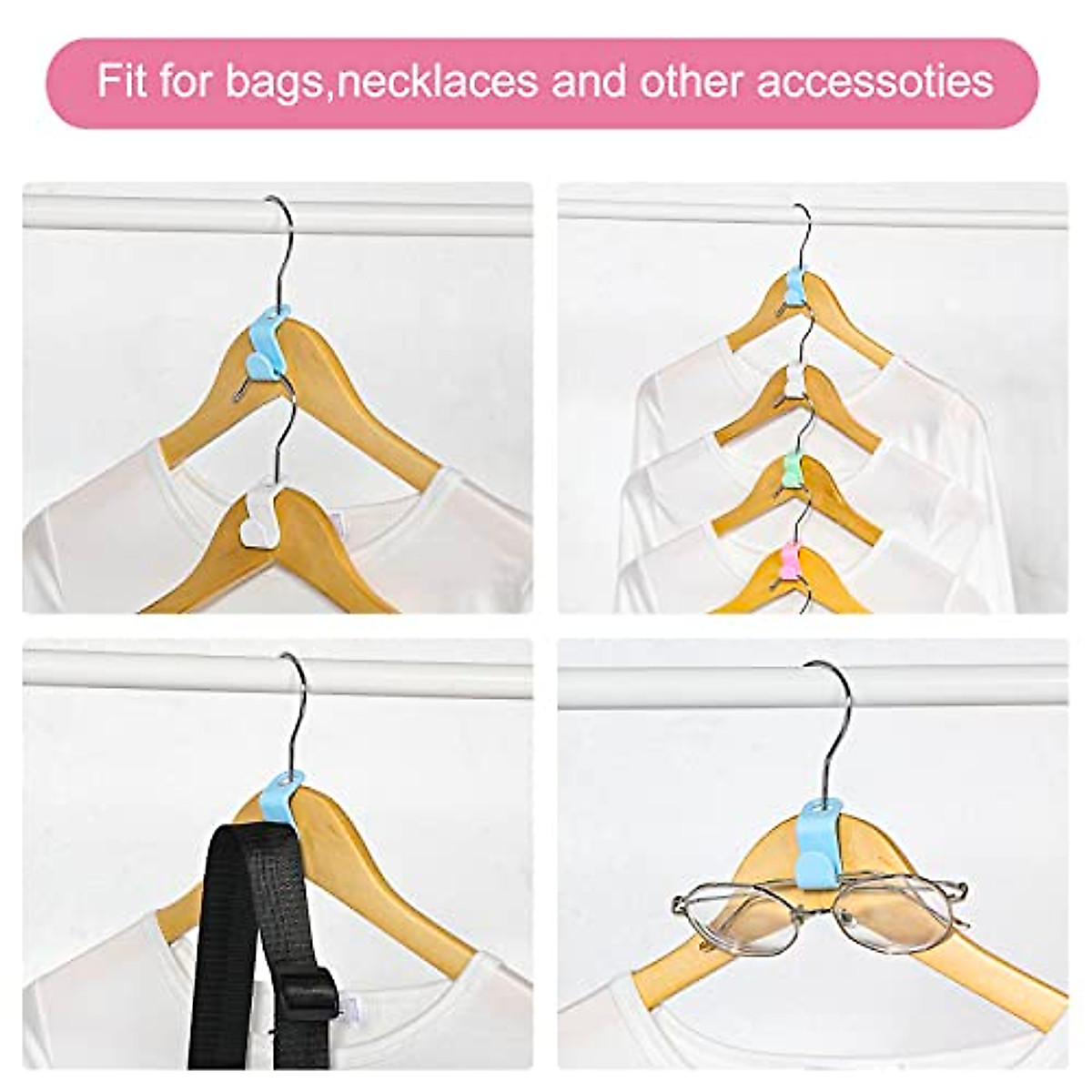 SLMT Clothes Hanger Connector Hooks 40PCS Space Saving Hanger Extender Closet Organizer for Shirt Hangers Velvet Huggable Hangers Wooden Hanger (40 Pack)