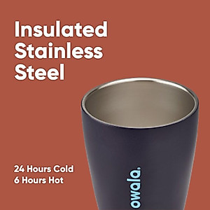 Owala SmoothSip Insulated Stainless Steel Coffee Tumbler, Reusable Iced Coffee Cup, Hot Coffee Travel Mug, Perfect for Cappuccino, BPA Free, 10 oz, Navy (Telescope Tales)