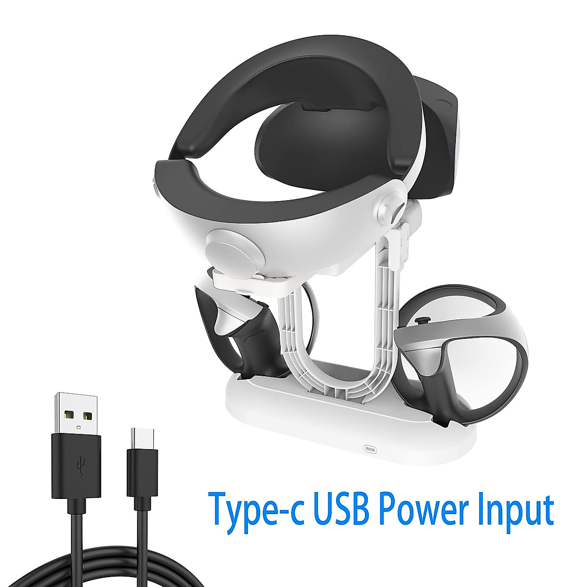 Babaliya Handle Charging Station for PS VR2, Stand Controller Charging Stand with Glasses Stand Display Lamp for PS5 VR, Handle Charging Base Seat with Stowable Glasses Bracket Game Accessories