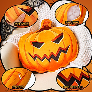 Qunclay 6 Pcs Halloween Pillows Pumpkin Throw Pillow Black Cat Witch Hat Ghost Spider Web Shaped Plush Pillow Halloween Throw Pillows Halloween Decor for Sofa Bed Children Party Gift Stuffed Plush