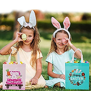 Easter Gift Bags with Handles for Kids - 9 Pack Easter Baskets, Easter Goodie Bags, Egg Hunt Bags, Easter Baskets Bulk, School Party Favors Supplies, 3 Styles, 3Pcs Each for Design 9"x10.2"x5.5"