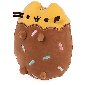 GUND Pusheen Chocolate Dipped Cookie Squisheen, Stuffed Animal for Ages 8 and Up, Brown/Yellow, 6”