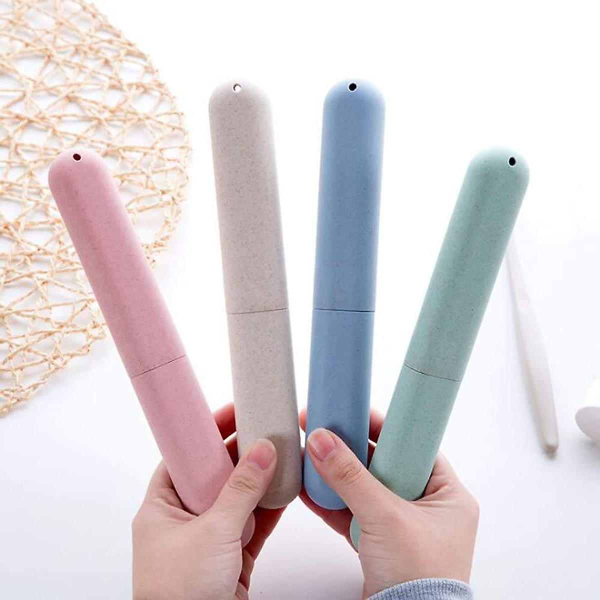 4 Pack Travel Toothbrush Case Plastic Portable Toothbrush Holder for Travel, Business, Home, Camping, School