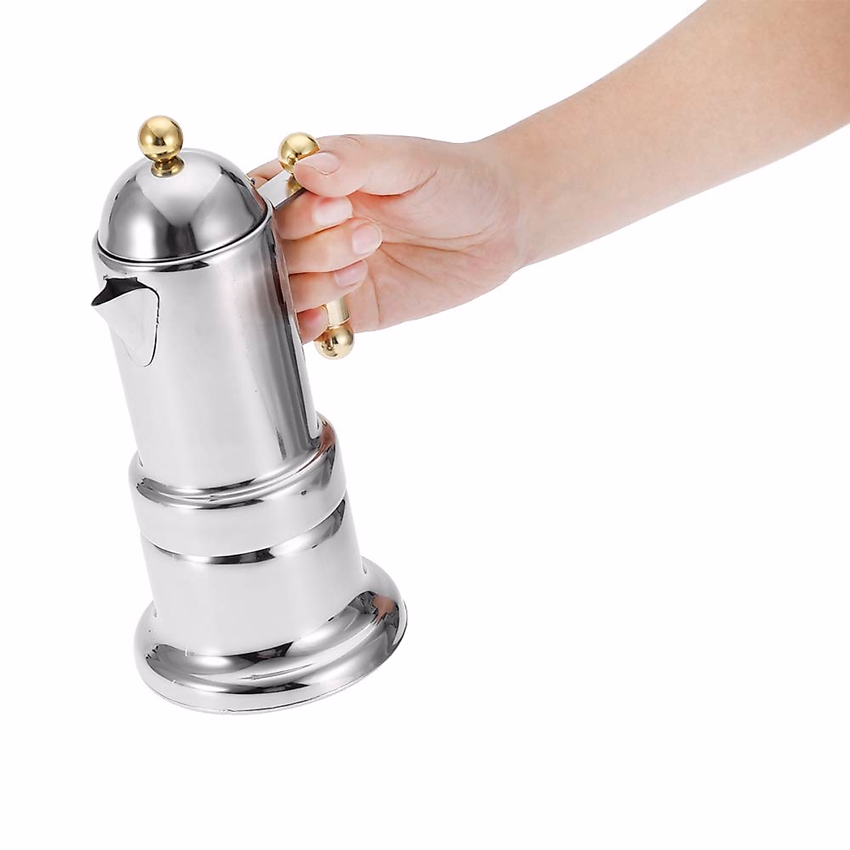 Moka Pot,Italian Coffee Maker Stainless Steel Moka Pot Stovetop Espresso Coffee Maker with Safety Valve 4 Cups Espresso Coffee Maker