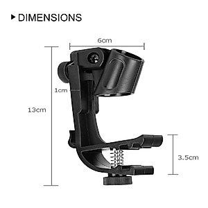 Drum Mircophone Clips Adjustable Mic Mount Snare Rim Clamp Holder, Black 2 Packs