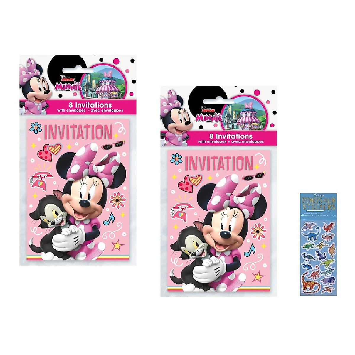 Unique Minnie Mouse Birthday Party Supplies Bundle Pack includes Party Invitations with Envelopes - 16 Count