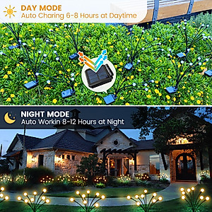 SINGACE Solar Garden Lights, 4 Pack Solar Firefly Lights, Swaying When Wind Blows, Solar Lights Outdoor Waterproof Decorative, Solar Outside Lights for Yard Patio Pathway Landscape Decoration