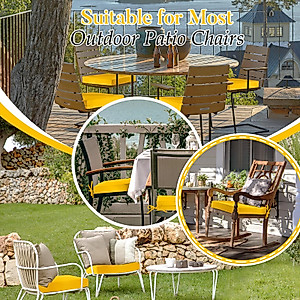 Basic Beyond Outdoor Chair Cushions for Patio Furniture, Waterproof Outdoor Seat Cushions Set of 4 19 x 19, Patio Chair Cushions Set of 4 with Ties and Handle, Yellow