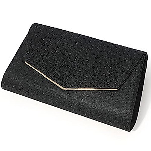 DETARA Women Evening Handbag Glitter Sequins Clutch Purses for Women Shiny Crossbody Bag Formal Wedding Party Prom Purse (Black 305B)