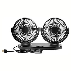 Aoneky 5V 2A 360° Rotating Dual USB Fan - Portable Personal Office Desk Car USB Fan
