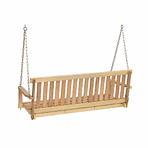 Traditional 4-Foot Wooden Porch Swing Seat with Chains Woodlawn&Home, 800018